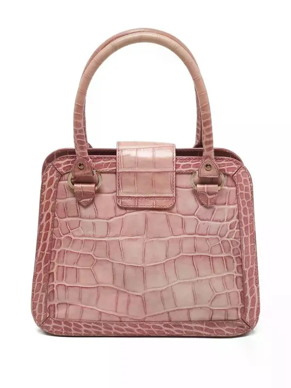 AIGNER Crocodile Embossed Leather Top Handle Bag