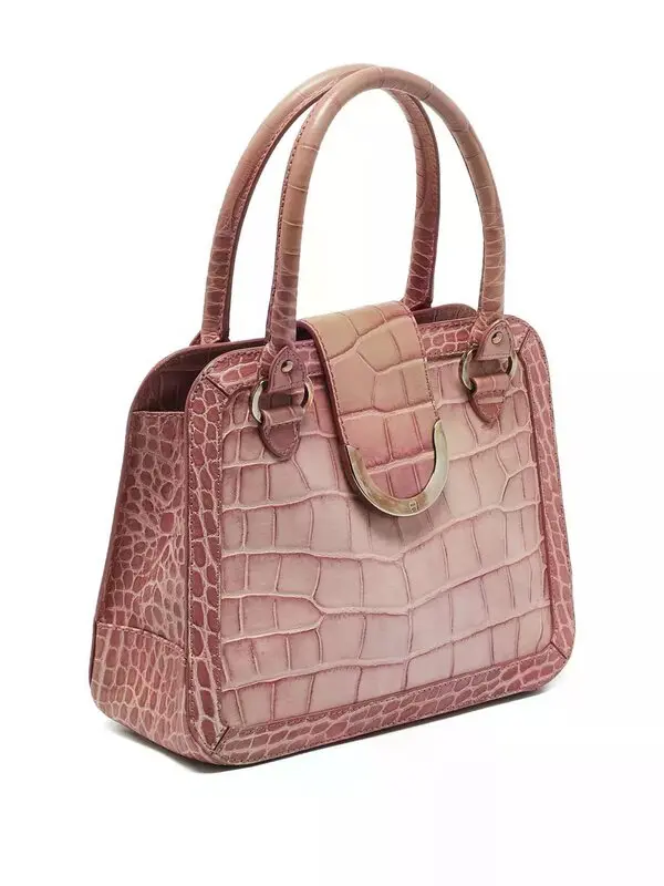 AIGNER Crocodile Embossed Leather Top Handle Bag