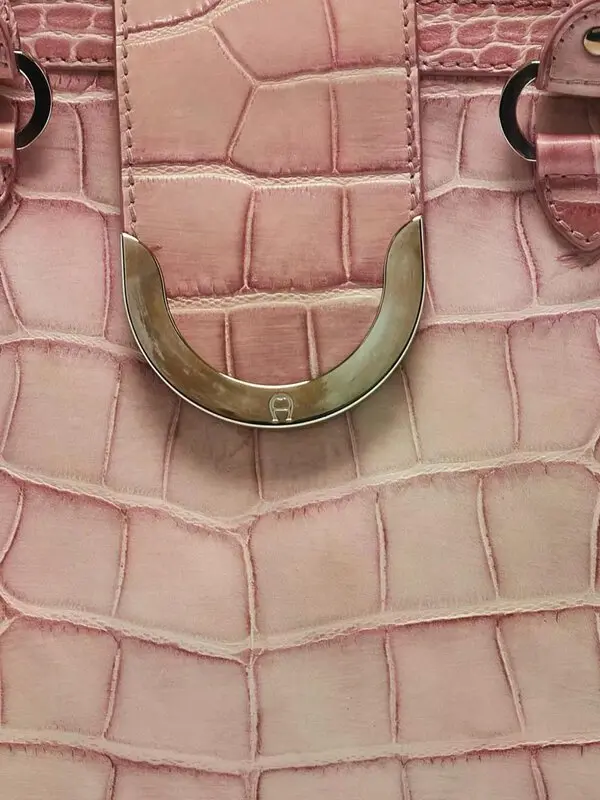 AIGNER Crocodile Embossed Leather Top Handle Bag
