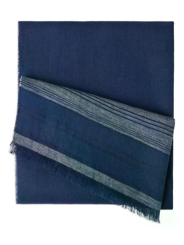 Brunello Cucinelli Embroidered-detail Linen Scarf - Blue