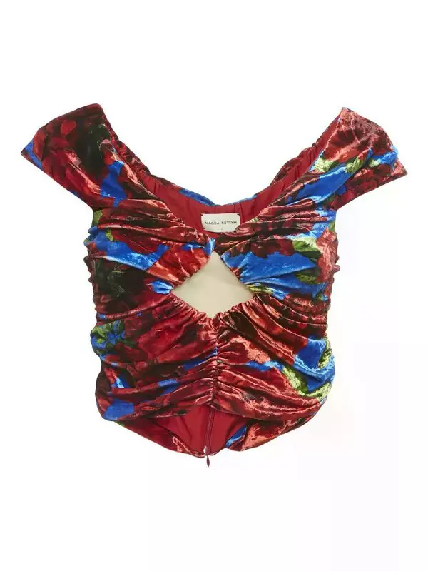 Magda Butrym Printed Velvet Crop Top