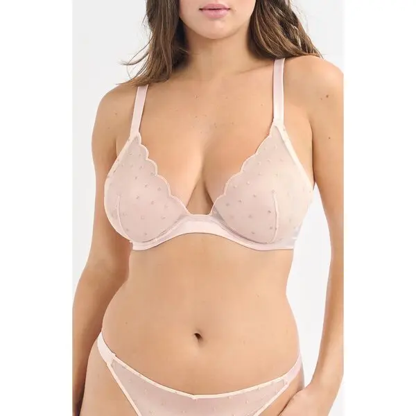 ETAM Divine Classique N°7 Rhinestone Mesh Underwire Bra - Rose Poudre