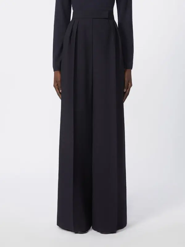 Max Mara Wool Seersucker Wide-leg Trousers