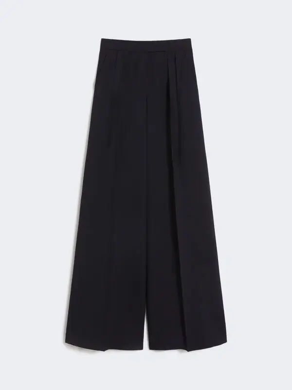Max Mara Wool Seersucker Wide-leg Trousers
