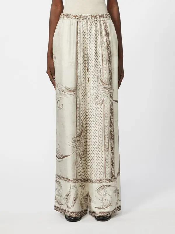 Max Mara Printed Silk Trousers - Ivory