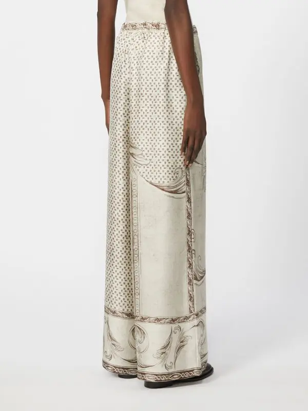 Max Mara Printed Silk Trousers - Ivory