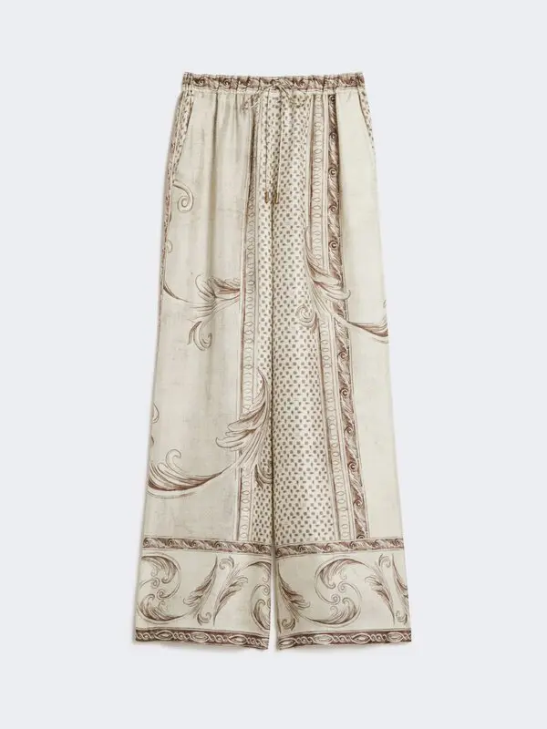 Max Mara Printed Silk Trousers - Ivory