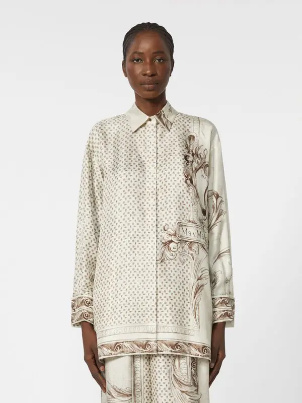 Max Mara Printed Silk Twill Shirt - Ivory