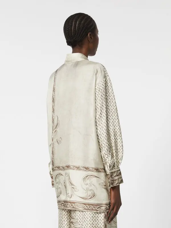 Max Mara Printed Silk Twill Shirt - Ivory