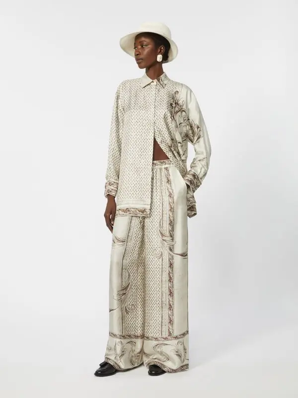 Max Mara Printed Silk Twill Shirt - Ivory