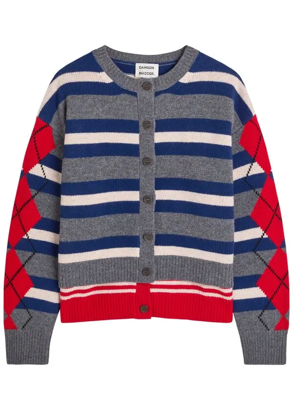 DAMSON MADDER Striped Layered Wool Cardigan - Multicoloured