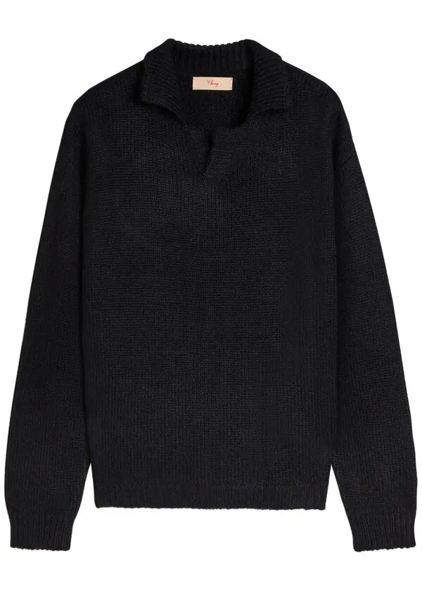CHERRY LOS ANGELES Logo Knitted Alpaca-blend Henley Jumper