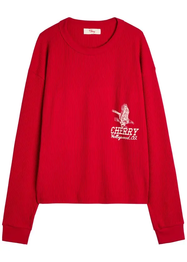 CHERRY LOS ANGELES Hollywood Thermal Logo-print Waffle T-shirt - Red