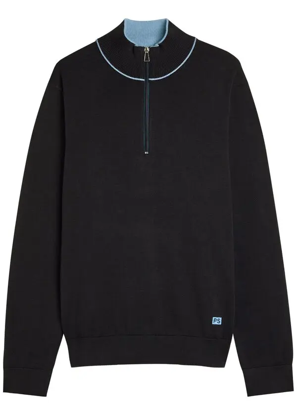 Paul Smith Half-zip Cotton-knit Jumper - Navy