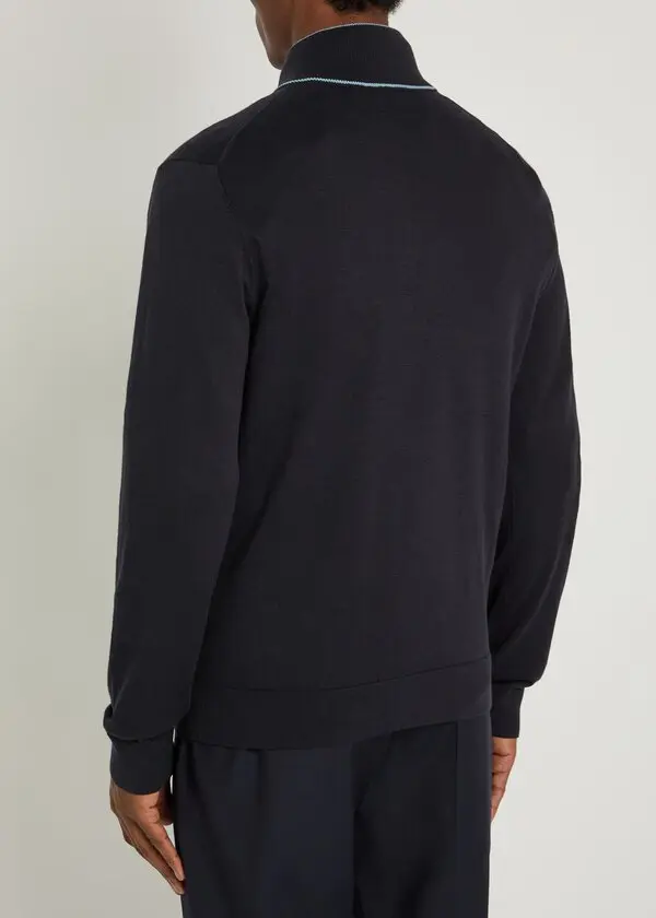 Paul Smith Half-zip Cotton-knit Jumper - Navy