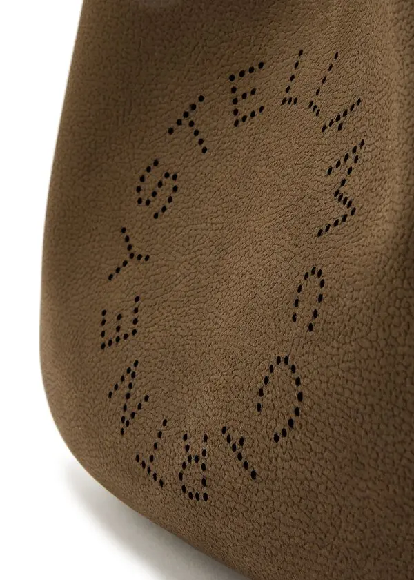 Stella McCartney Logo Faux Suede Shoulder Bag - Moca