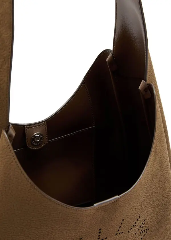 Stella McCartney Logo Faux Suede Shoulder Bag - Moca