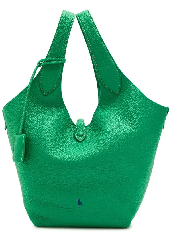 Polo Ralph Lauren Player Medium Grained Leather Tote Bag - Green