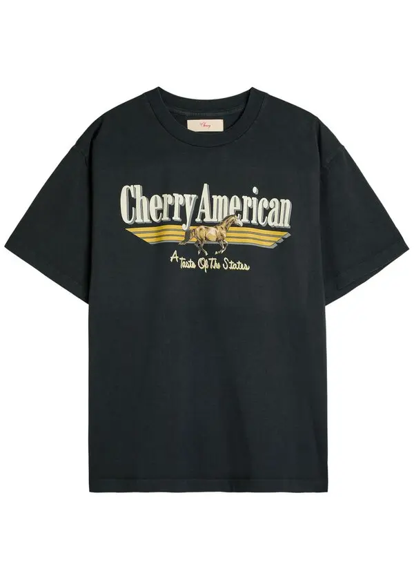 CHERRY LOS ANGELES Coast To Coast Logo-print Cotton T-shirt - Black