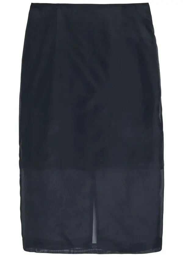 Polo Ralph Lauren Silk-organza Midi Skirt - Navy