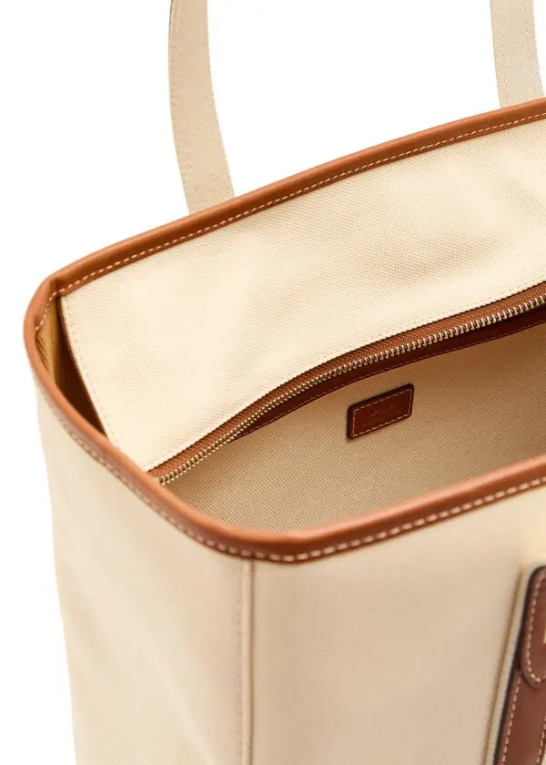 Polo Ralph Lauren Leather-trimmed Canvas Tote Bag - Ecru