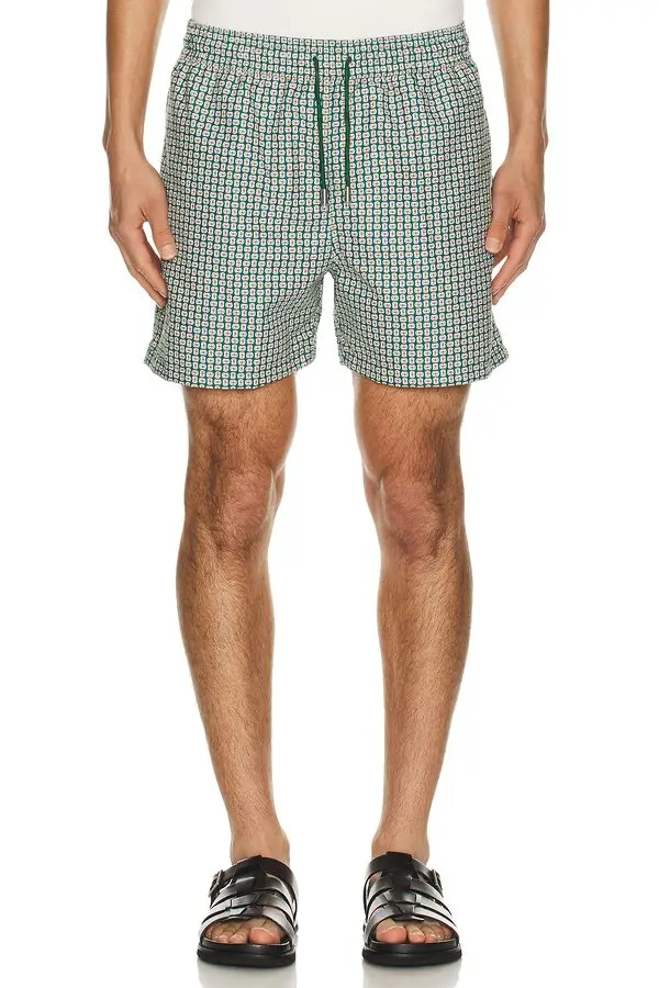 Simkhai Lowell Swim Short - Kelly Green Foulard Print