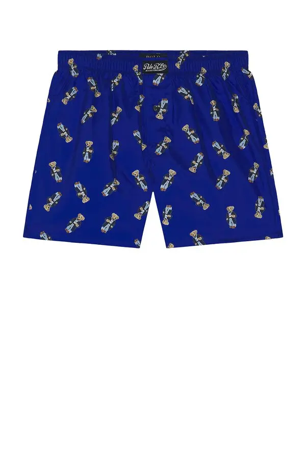 Polo Ralph Lauren Woven Boxer With Bear Print In Blue - Heritage Royal