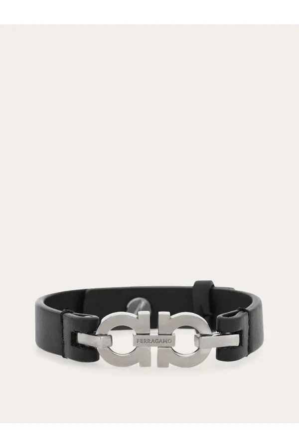FERRAGAMO Double Gancini Bracelet - Black