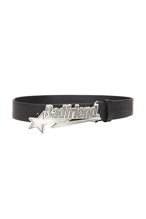 BADFRIEND Star Logo Leather Belt - Black