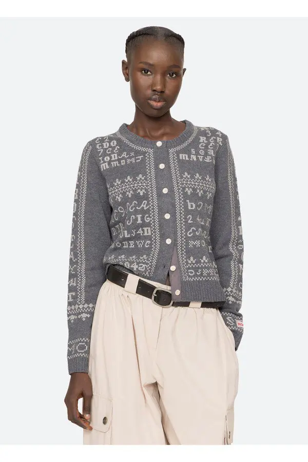 Sea Kit Embroidered Cardigan - Gray
