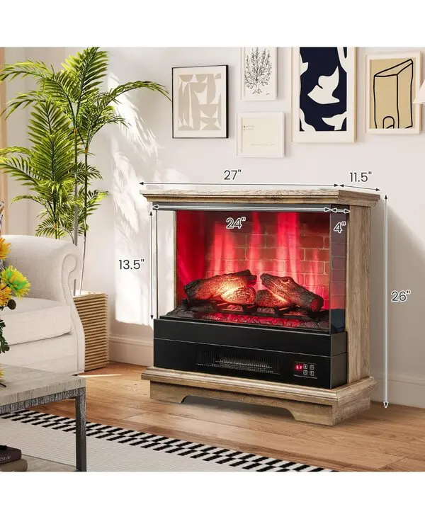 SUGIFT 27 Inch Freestanding Fireplace With Remote Control