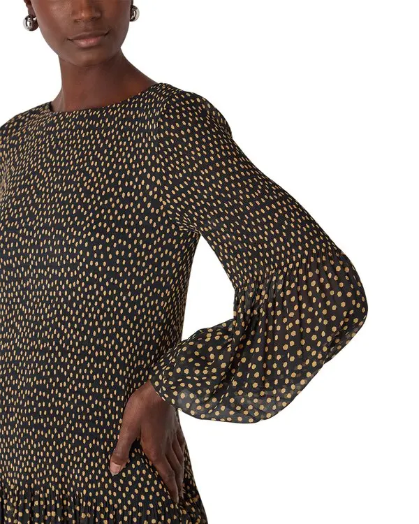 Whistles Spot Print Plisse Midi Dress
