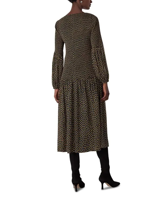 Whistles Spot Print Plisse Midi Dress