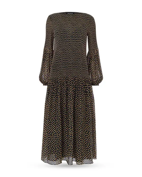 Whistles Spot Print Plisse Midi Dress
