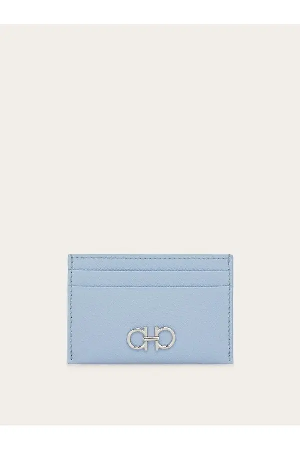 FERRAGAMO Gancini Credit Card Holder - Denim