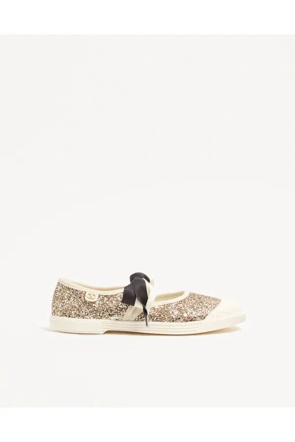 Valentino Garavani Bay Bay Glitter Ballerina Sneakers - Gold
