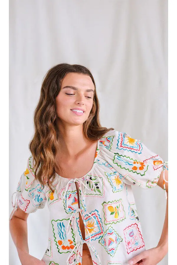 Saylor Rheese Stamp Print Top