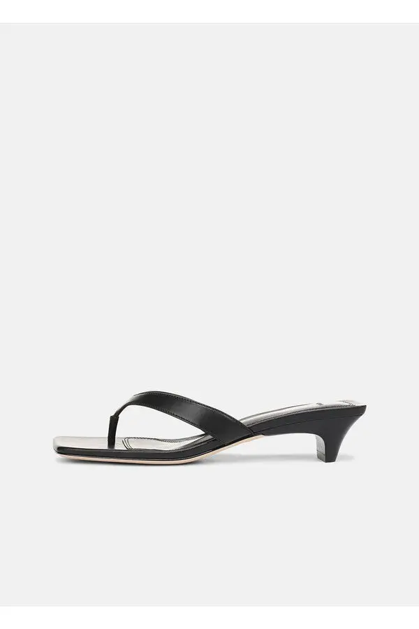 Vince San Juan Leather Heeled Thong Sandal - Black