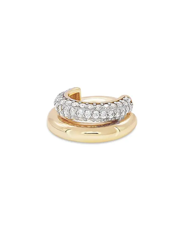 Shashi Bree Pave Double Row Ear Cuff - Two Tone