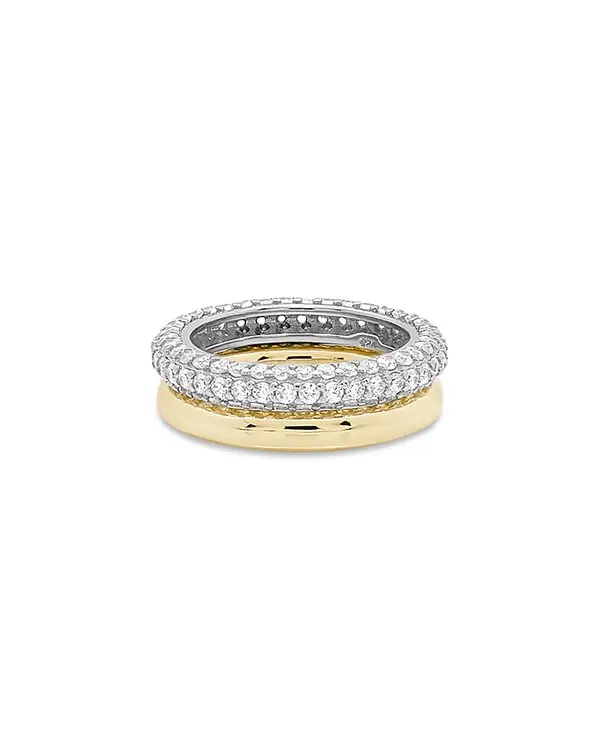 Shashi Bree Pave Stack Rings Set Of 2 - Two Tone
