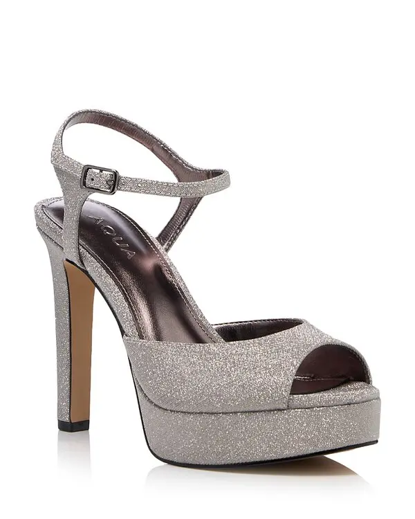 Aqua Poppy Platform Sandals - Silver
