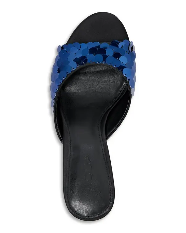 Aqua Shely Sequin Mules - Black