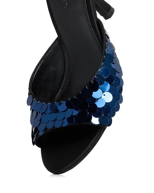 Aqua Shely Sequin Mules - Black