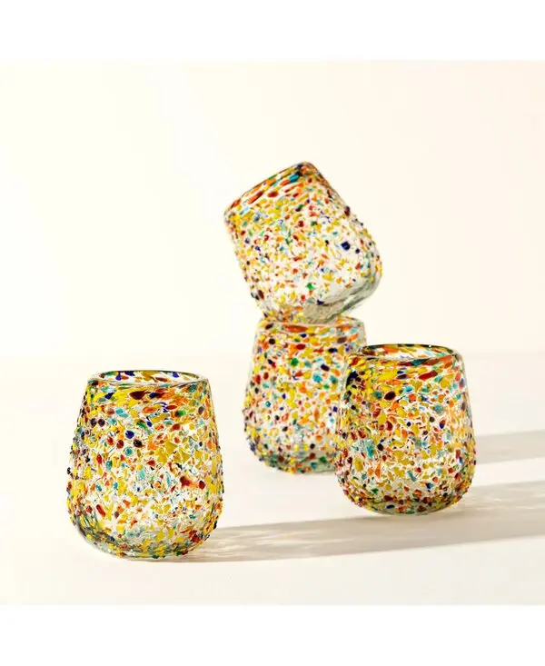 UNCOMMON GOODS Fiesta Mexican Wine Glasses, Set Of 4