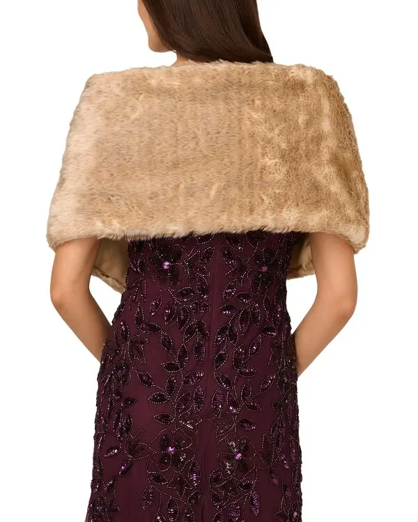 Adrianna Papell Embellished Faux Fur Wrap