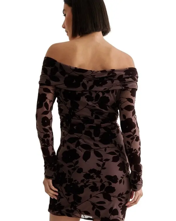 Nasty Gal Floral Devore Ruched Mini Dress