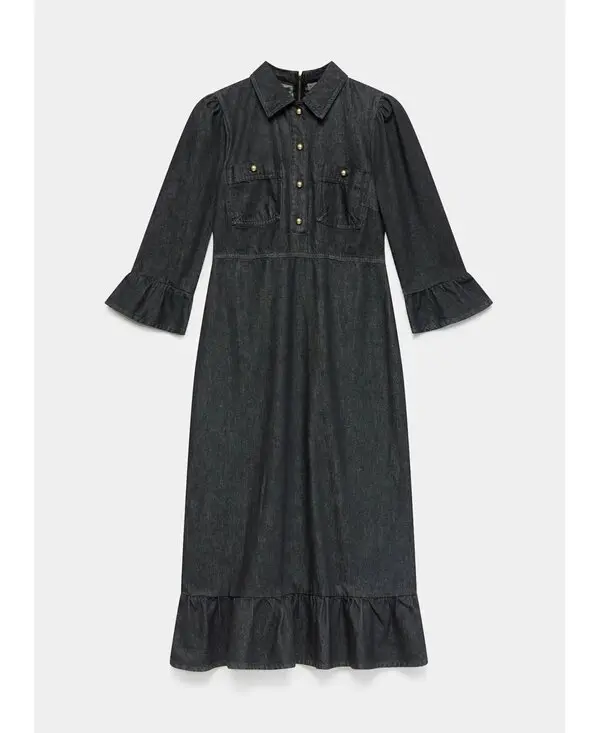 white christmas dresses Womens Mint Velvet Blue Denim Midi Shirt Dress US 2