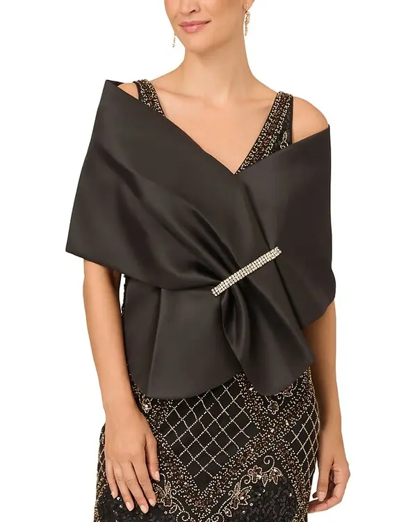 Adrianna Papell Mikado Embellished Wrap - Black