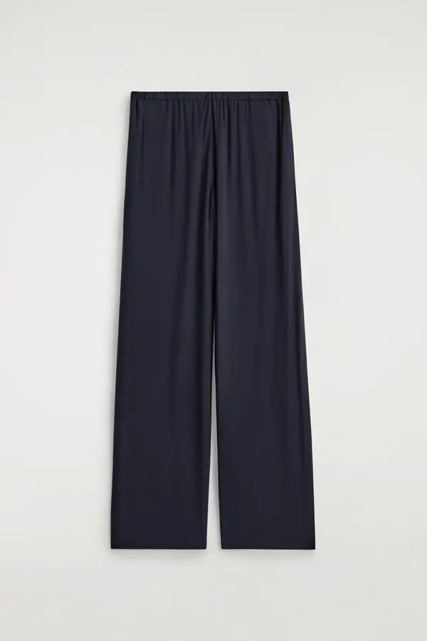 Cos Fluid Jersey Wide-leg Pants - Navy