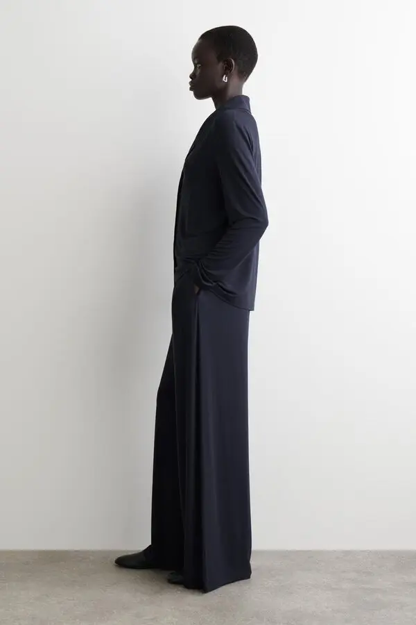 Cos Fluid Jersey Wide-leg Pants - Navy